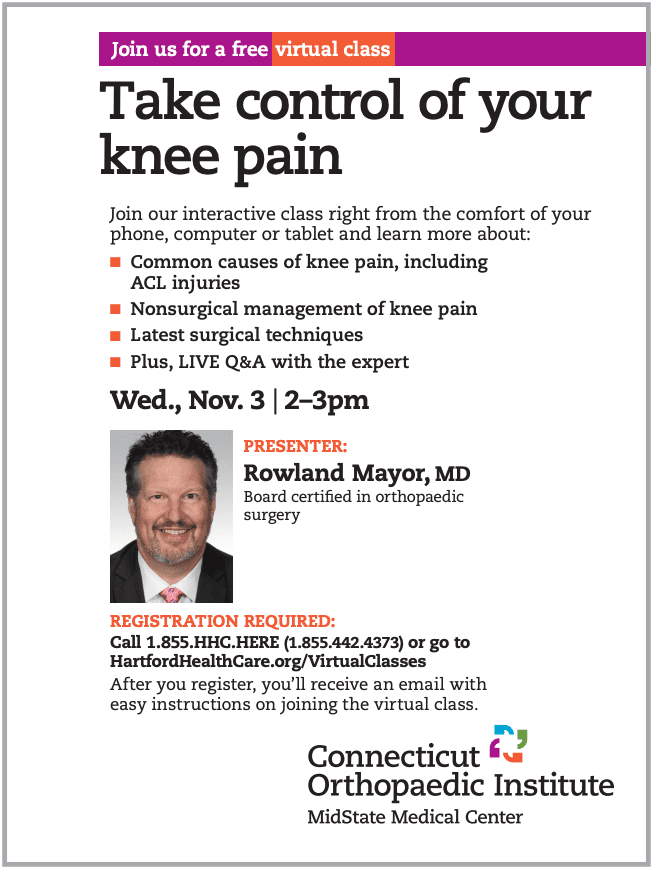 Take control of your knee pain with Dr. Rowland Mayor - Connecticut ...